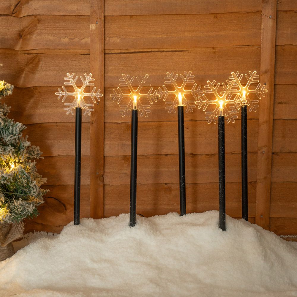 Buy Minisun IP44 5 X Battery Operated Snowflake Spike Lights in UK at ...