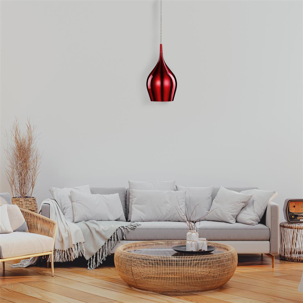 Searchlight Vibrant Pendant - Red Aluminium – Comet Lighting