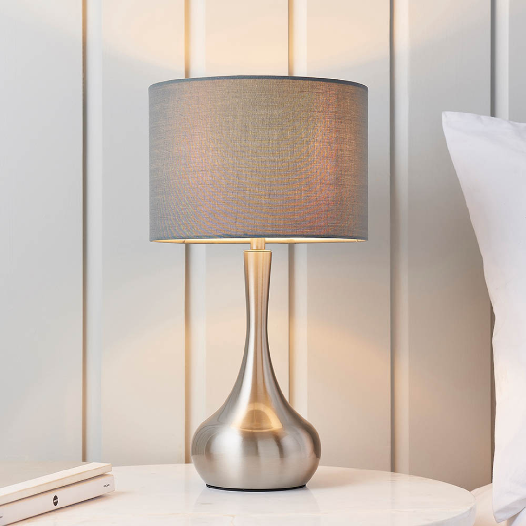 Piccadilly Touch Table Lamp Satin Nickel – Comet Lighting