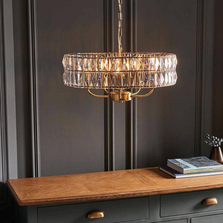 Clifton 5lt Pendant Ceiling Light Antique Brass – Comet Lighting