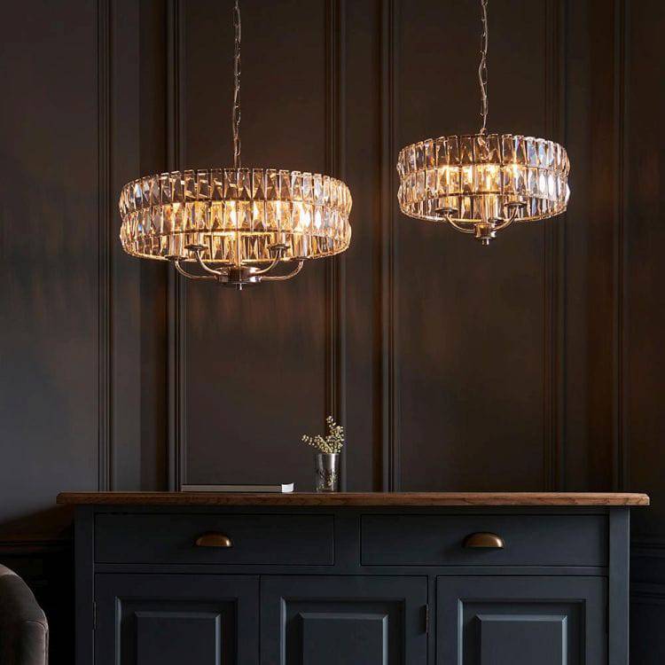 Clifton 5lt Pendant Ceiling Light Bright Nickel – Comet Lighting