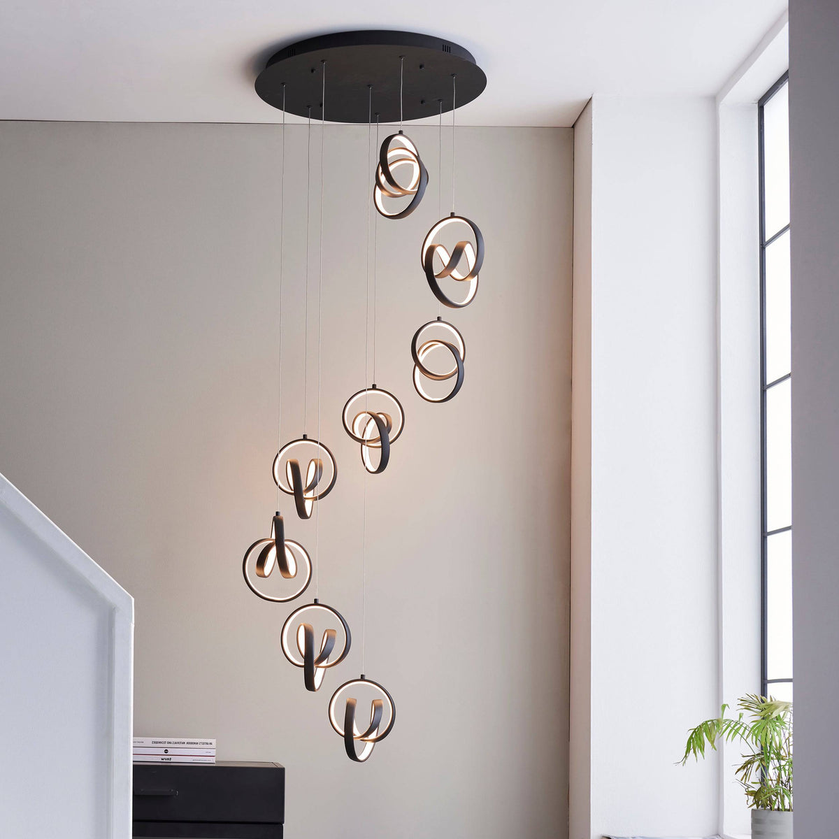 Cosma 8Lt LED Multi-Drop Ceiling Light Black – Comet Lighting