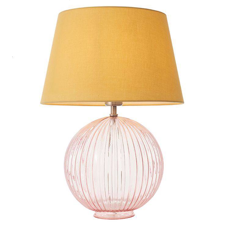 Jemma Dusky Pink Table Lamp & Evie Yellow Shade – Comet Lighting