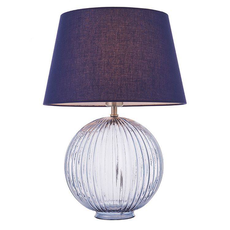 Jemma Smokey Grey Table Lamp & Evie Navy Shade – Comet Lighting