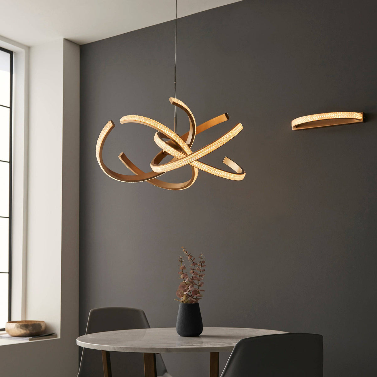 Lorenzo 4Lt LED Pendant Ceiling Light Satin Gold – Comet Lighting