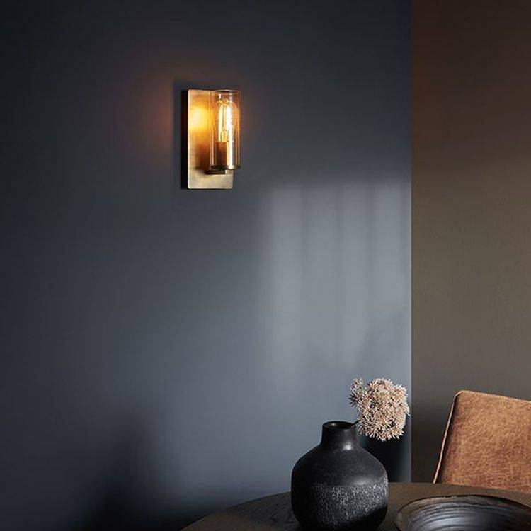 Arun Wall Light Brass Patina & Champagne Lustre Glass – Comet Lighting