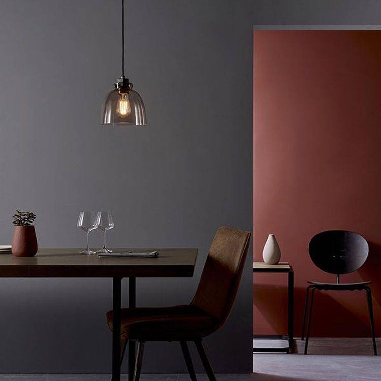 Rhine Pendant Ceiling Light Smokey Grey Tinted Glass & Black Chrome ...