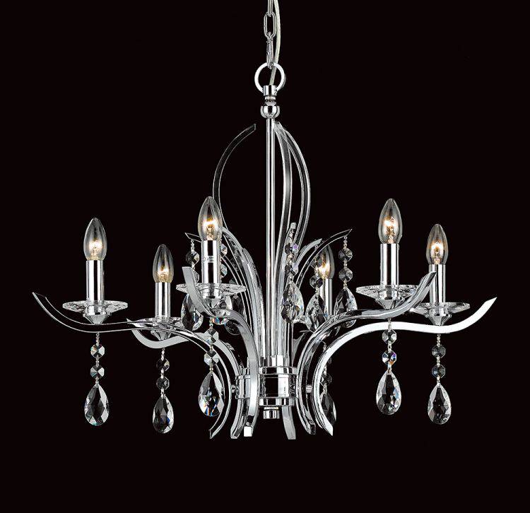 CRYSTAL Turin 6lt Ceiling Light Chrome – Comet Lighting