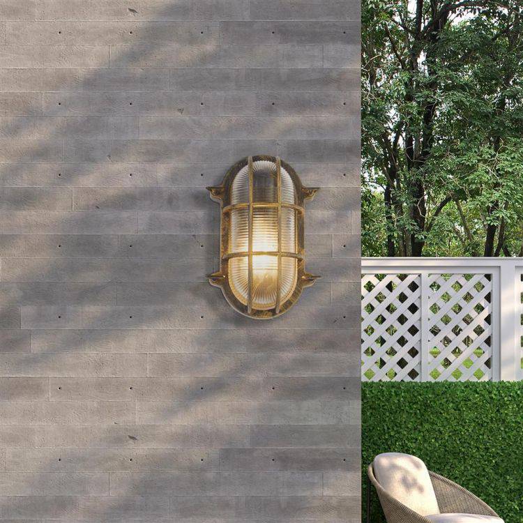 Bulkhead Outdoor Light Oval - Black Gold Aluminium, IP44 – Comet Lighting