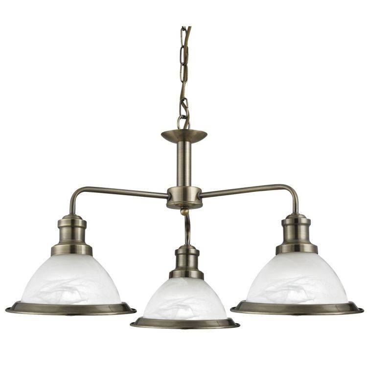 Searchlight Bistro Brass 3 Light Ceiling Fitting Acid Glass Shades ...