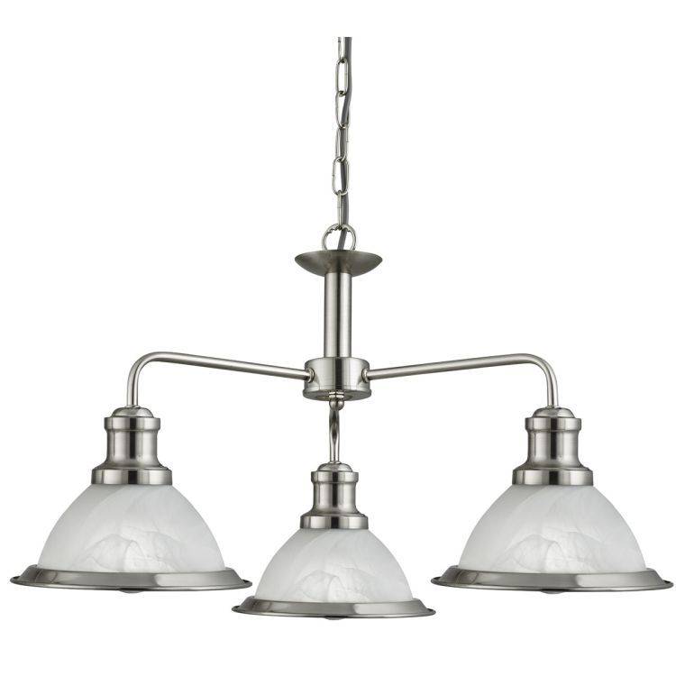 Searchlight Bistro Silver 3 Light Ceiling Fitting Glass Shades – Comet ...