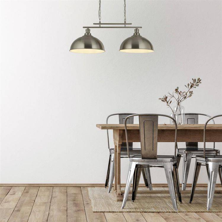 Searchlight Fusion 2Lt Bar Ceiling Pendant - Satin Silver Metal Shades ...