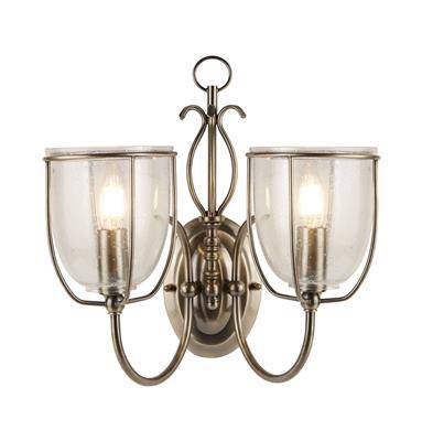 Searchlight Silhouette Brass 2 Light Wall Bracket Glass Shades – Comet ...