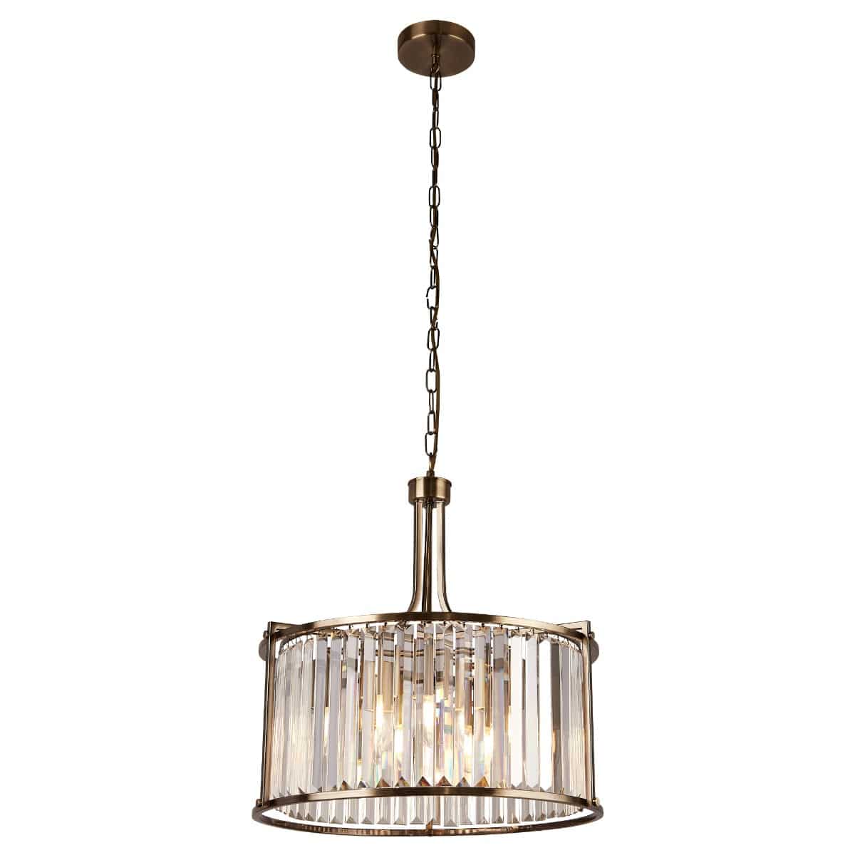Searchlight Victoria 5Lt Pendant - Antique Brass & Crystal – Comet Lighting