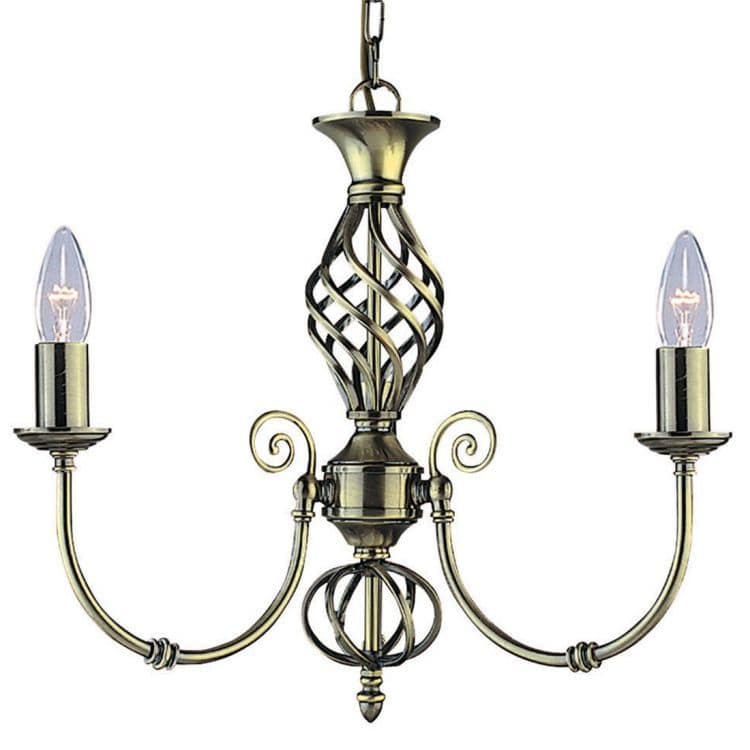 Searchlight Zanzibar Brass 3 Light Fitting Twisted Column – Comet Lighting