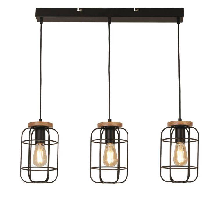 Buy searchlight Vision 3Lt Cage Bar Pendant - Matt Black & Wood – Comet ...