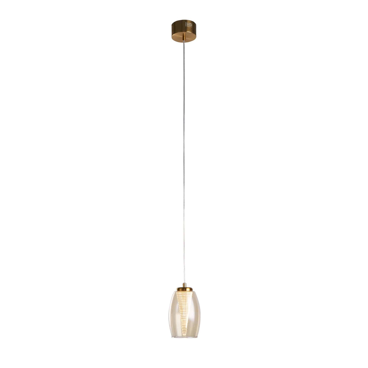 Cyclone Pendant - Bronze Metal & Champagne Glass – Comet Lighting